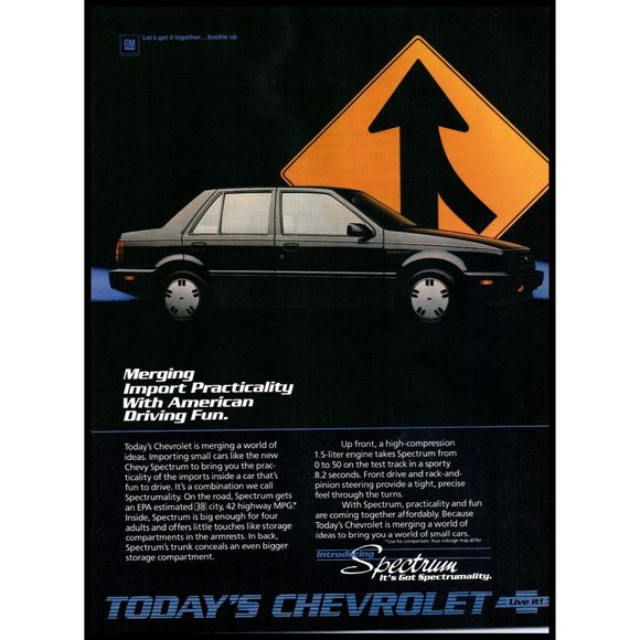 chevrolet | Art | 985 Chevy Spectrum Compact Sedan Vintage Print Ad ...